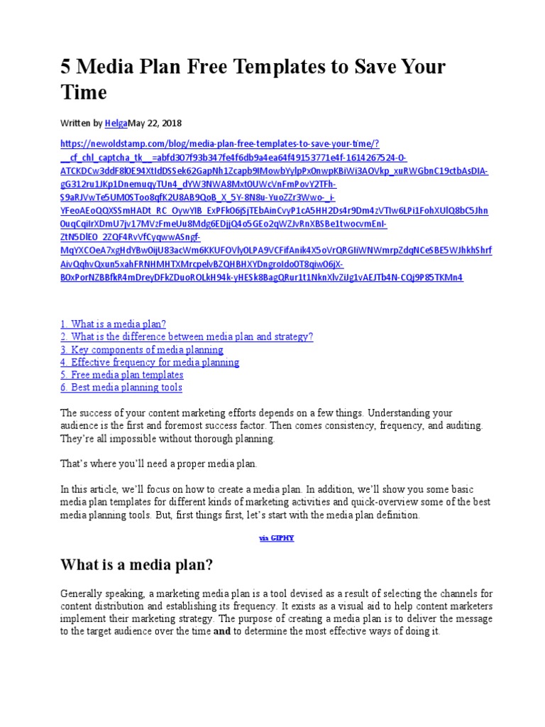 Media Plaaning Steps and Templates | PDF