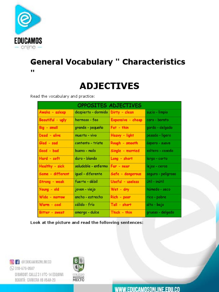 General Vocabulary - Characteristics | PDF | Language Arts & Discipline ...