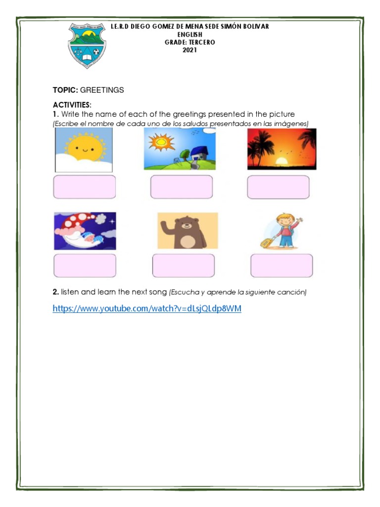 Greetings Activities for Grade 3 | PDF