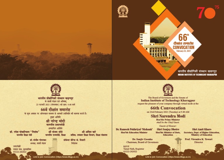 66th Convocation Invitation Card | PDF | Science | Science And Technology