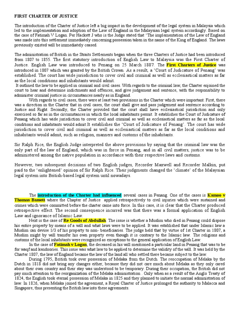 Charters of Justice | PDF | English Law | Justice