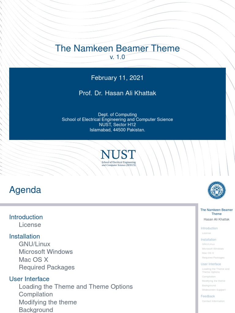 The Namkeen Beamer Theme: An Introduction to the NUST-SEECS Branded Beamer Theme for ...