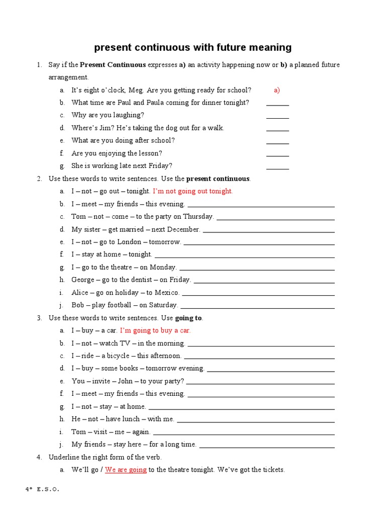 Present Continuous With Future Meaning | PDF