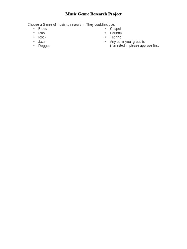Music Genre Research Project Rubric | Download Free PDF | Information ...
