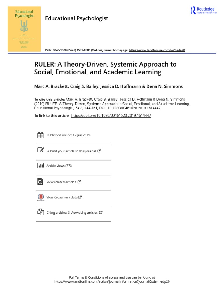 RULER: A Theory-Driven, Systemic Approach To Social, Emotional, and ...