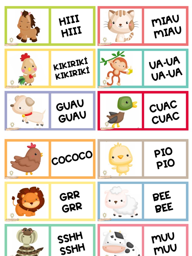 Onomatopeyas de Animales Diversos | PDF | Cocina, comidas y vino ...