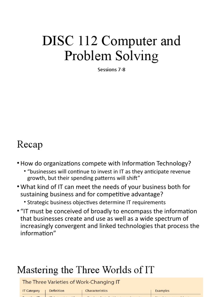 DISC 112 Computer and Problem Solving: Sessions 7-8 | PDF | Enterprise ...