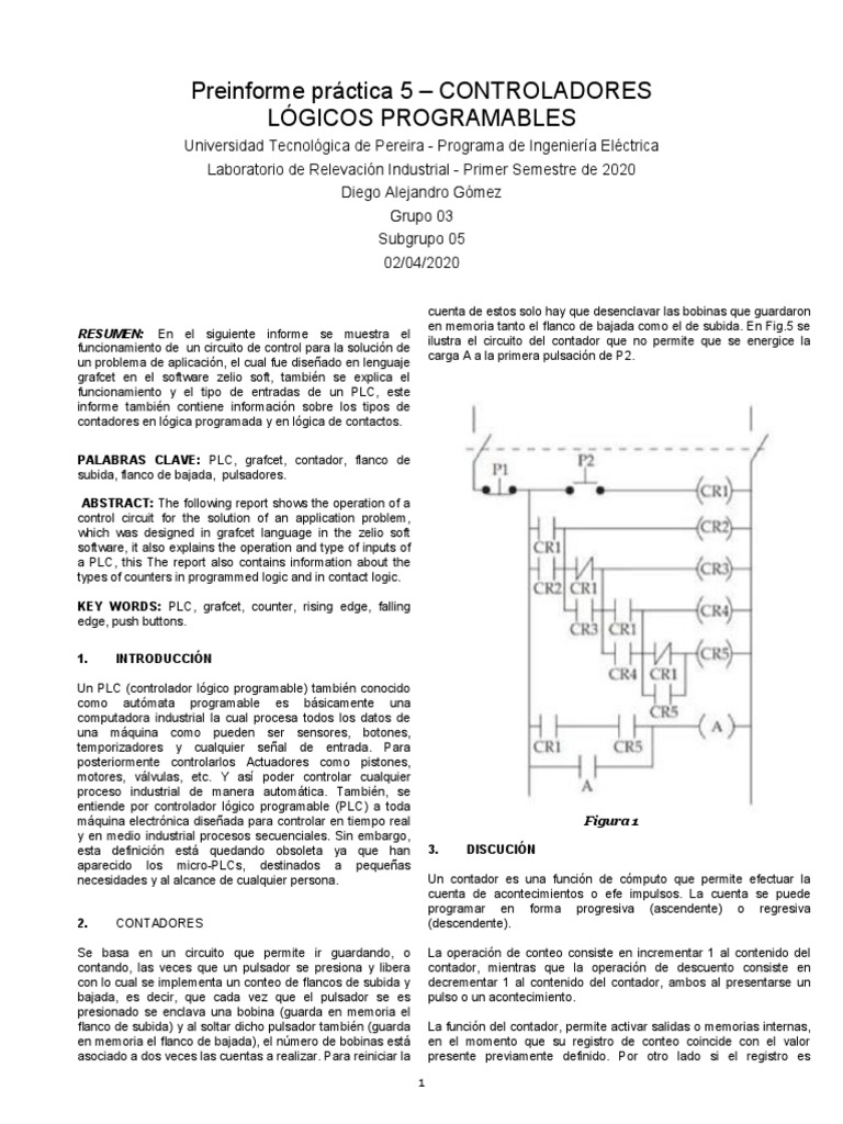 Pre-Informe Practica 1-Diego Gómez | PDF | Controlador lógico programable | Relé