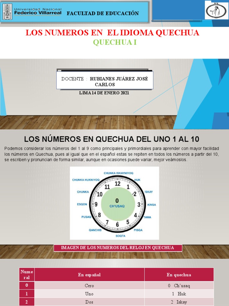 Los Numeros en El Idioma Quechua La Clase y Las Actividades | PDF ...