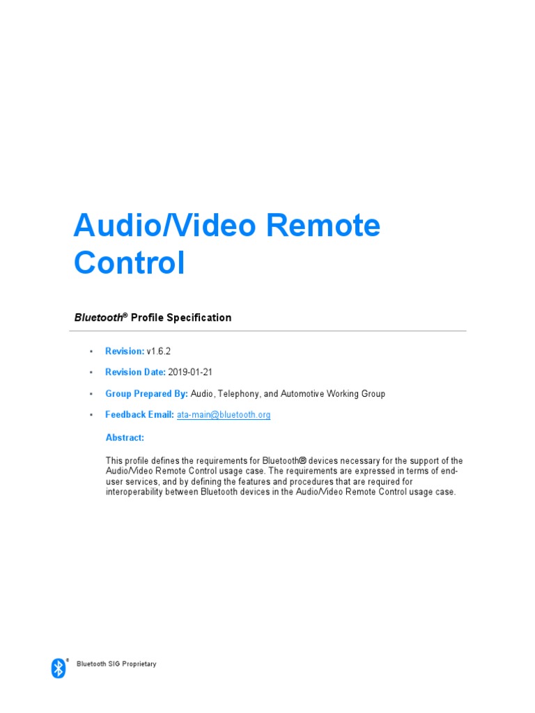 AVRCP v1.6.2 | PDF | Bluetooth | Remote Control