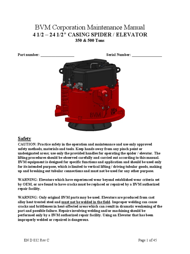 Manual Spider Varco | PDF | Valve | Screw