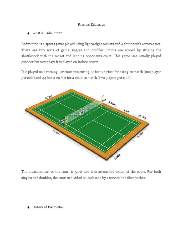 Physical Education What Is Badminton? | Download Free PDF | Anatomical ...
