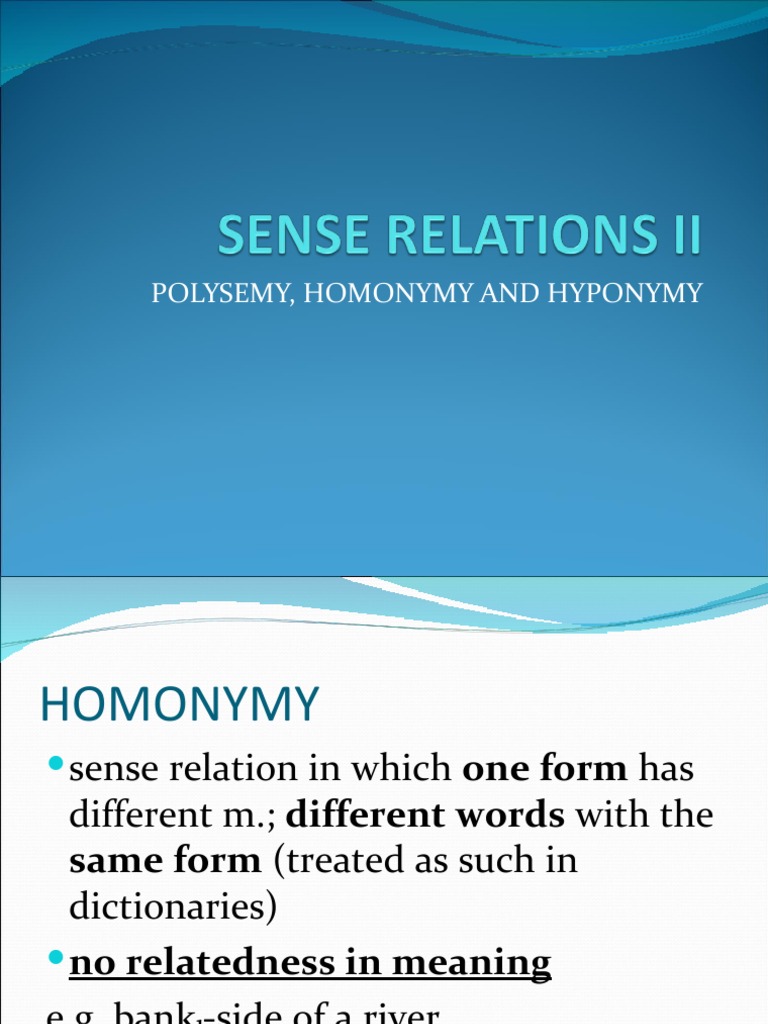 Sense Relations Ii | PDF | Semantics | Lexical Semantics