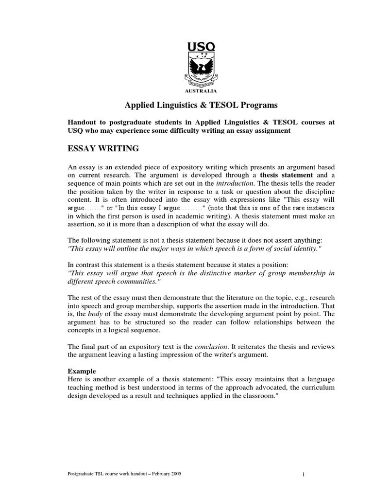 Applied Linguistics & TESOL Programs | PDF | Essays | Second Language
