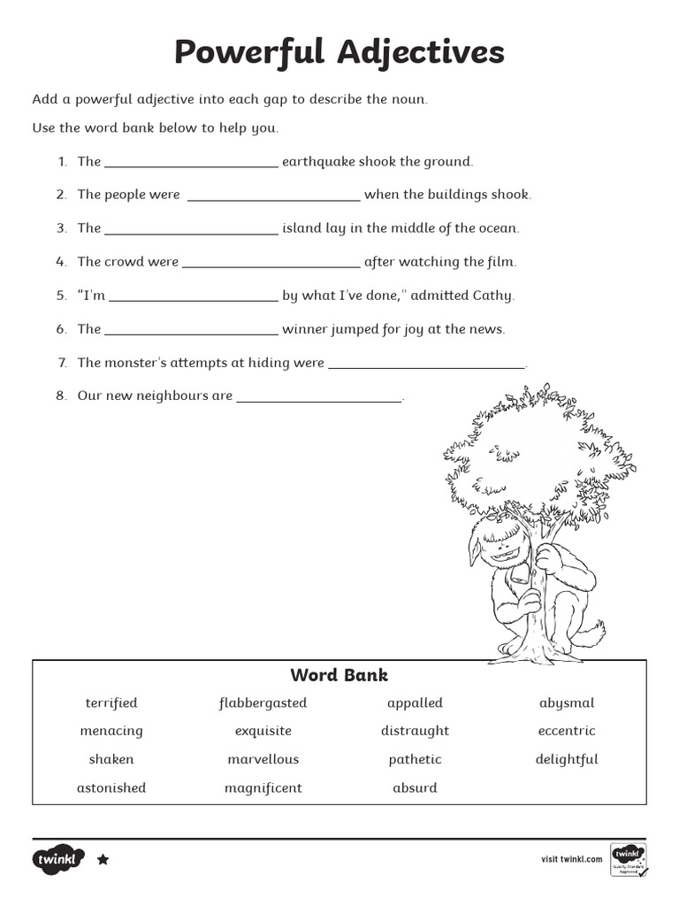 Powerful Adjectives: Word Bank | PDF