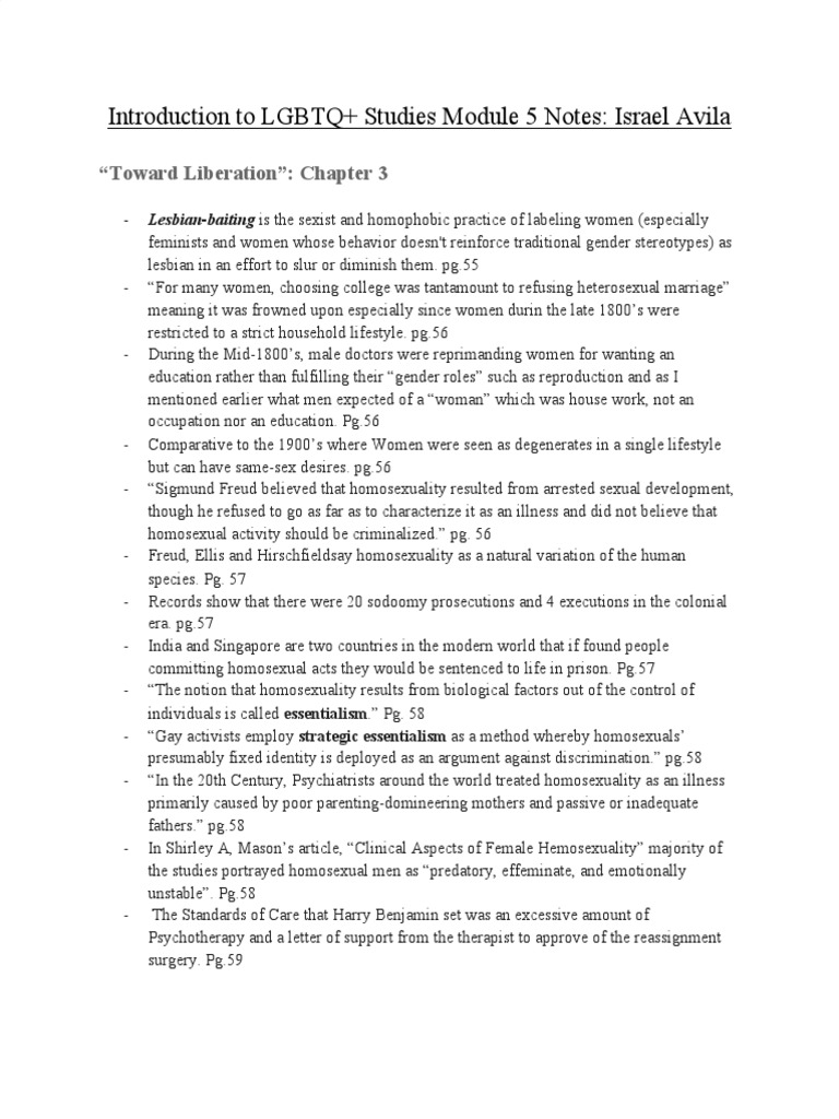 Introduction To LGBTQ+ Studies Module 5 Notes - I | PDF | Homosexuality ...