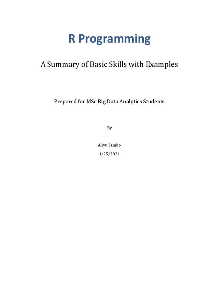 R Programming Checklist of Basic Skills With Examples | PDF | Matrix ...