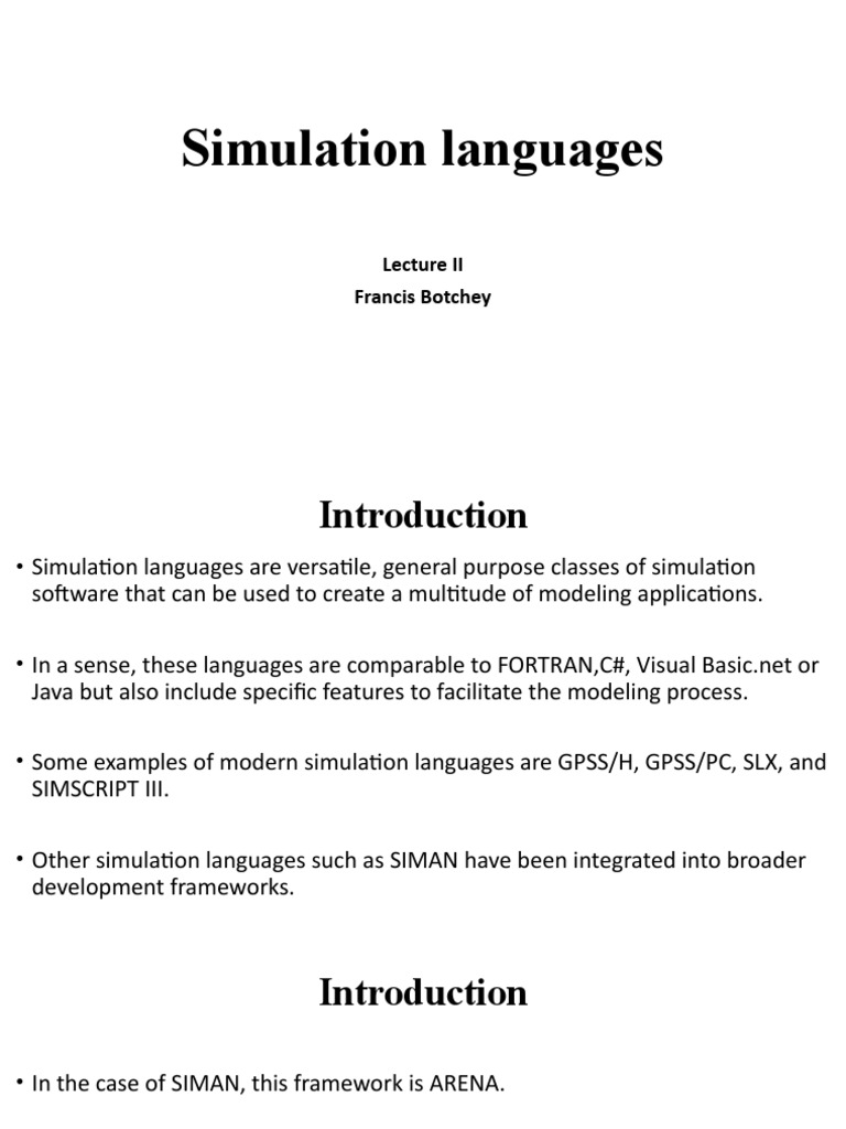 Lecture II Simulation Languages | PDF | Simulation | Conceptual Model