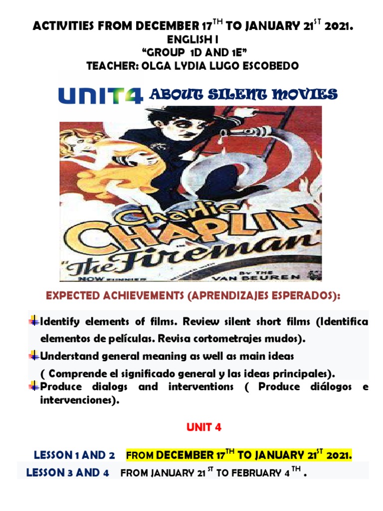Silent Movies Activities for English I | PDF | Games & Activities