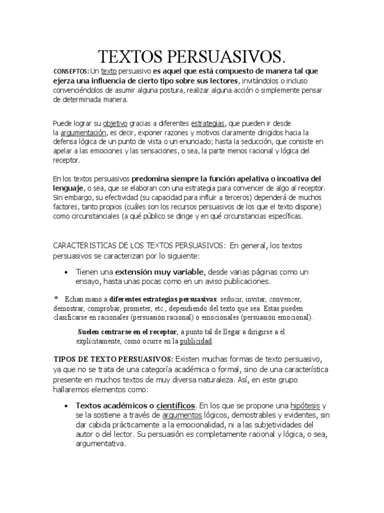 Textos Persuasivos | PDF | Persuasión | Las emociones