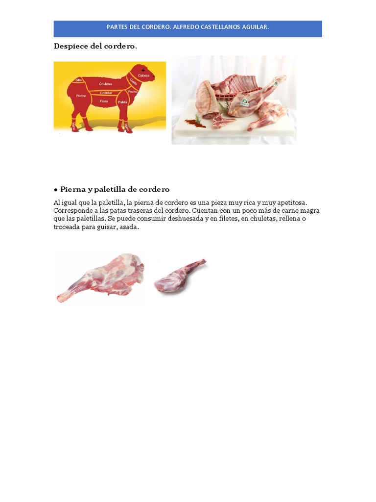 Partes y Despiece del Cordero | PDF
