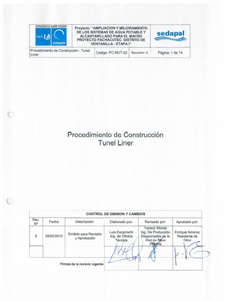 Procedimiento Tunel Liner | PDF
