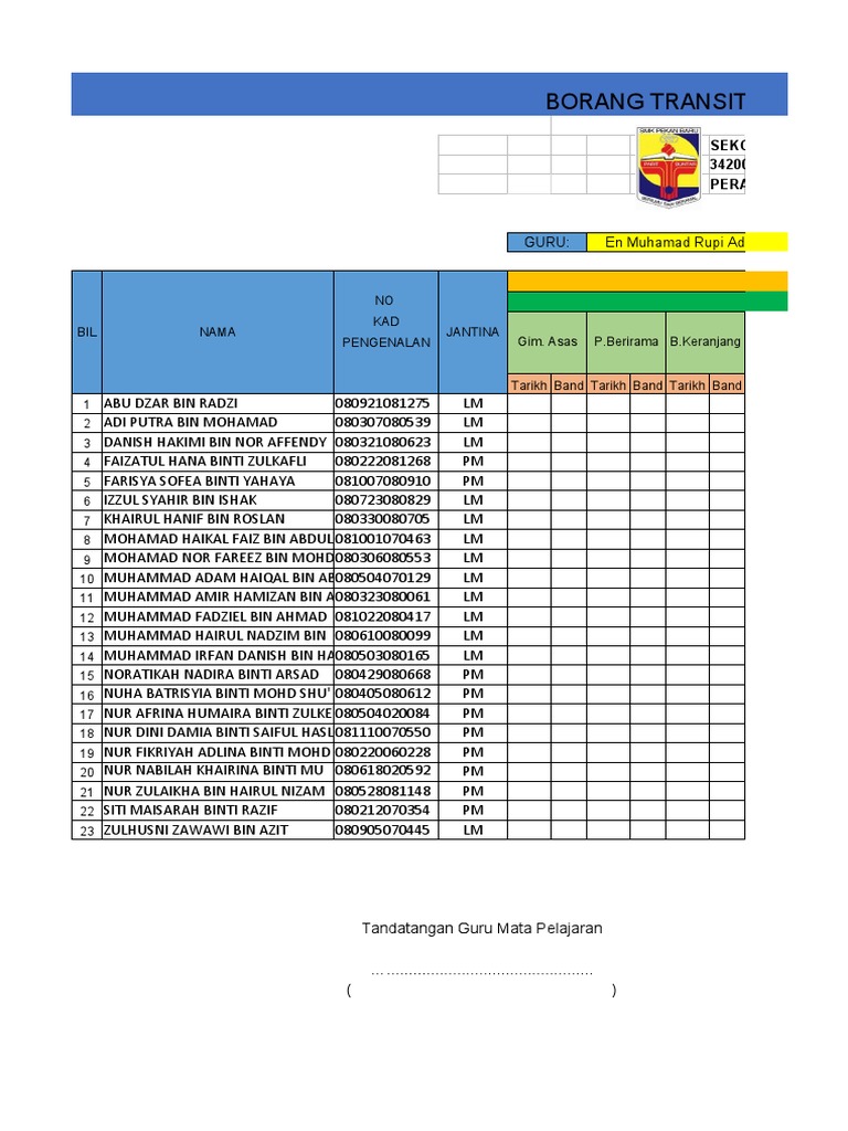 Borang Transit PBD PJK Ting 3 2021 | PDF | Political Parties