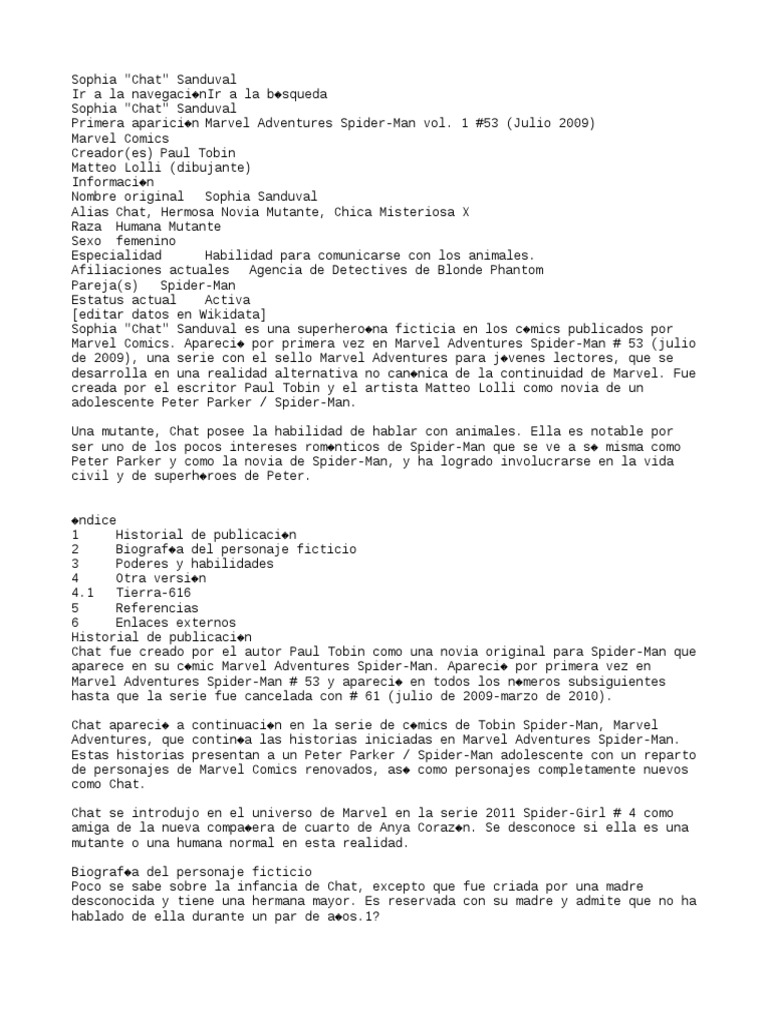 Sophia Chat Sanduval | PDF | Hombre araña | Comics Marvel