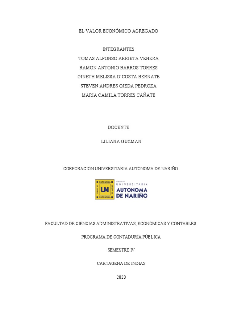 Valor Económico Agregado (EVA) Explicado | PDF | Compartir (Finanzas ...