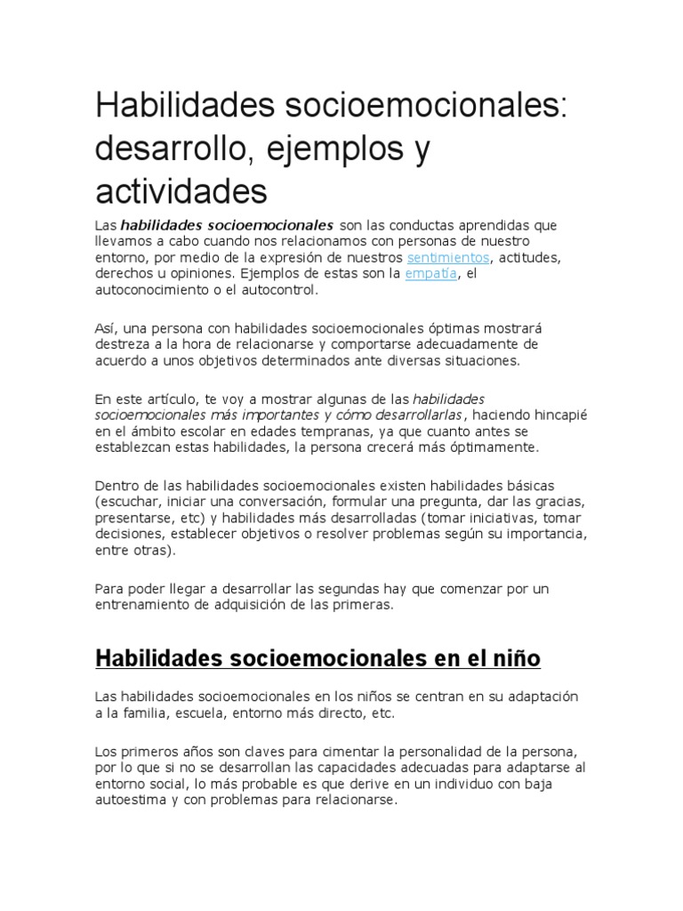 Habilidades Socioemocionales | PDF | Las emociones | Empatía