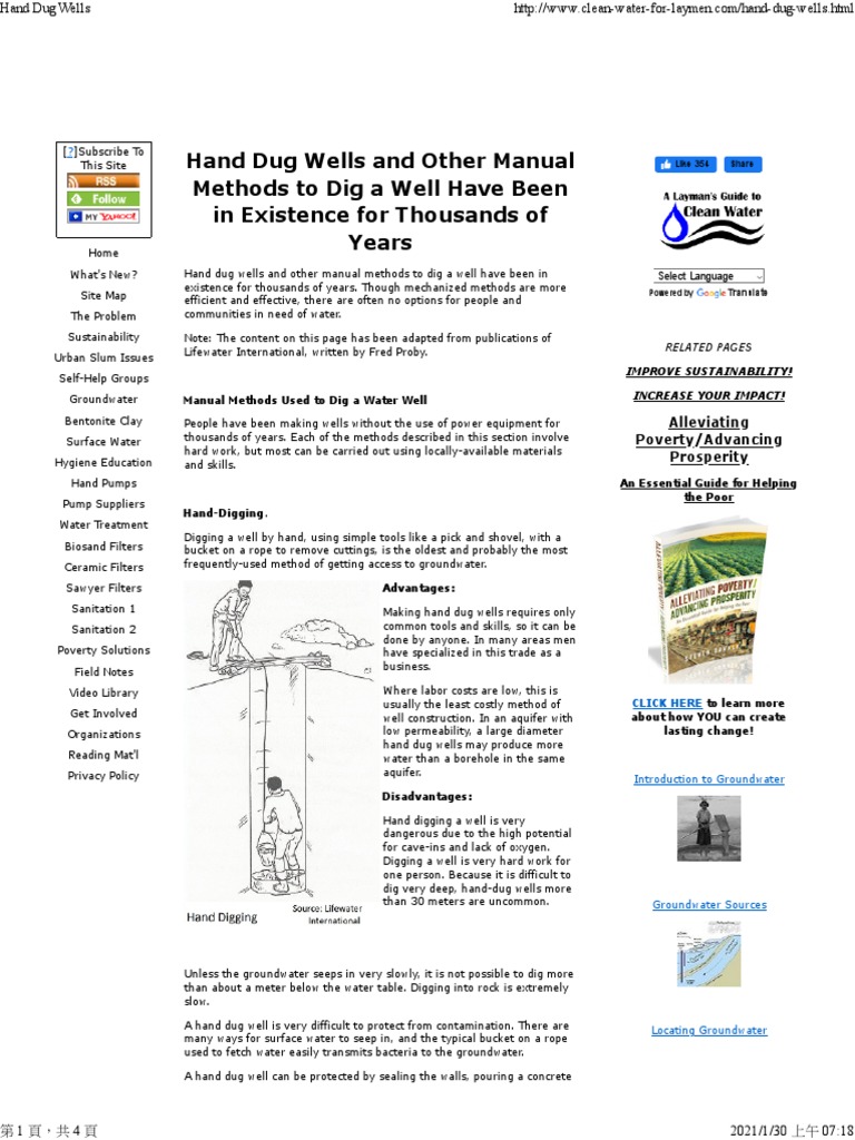 Hand Dug Wells and Other Manual Methods To Dig A Well Have Been in ...