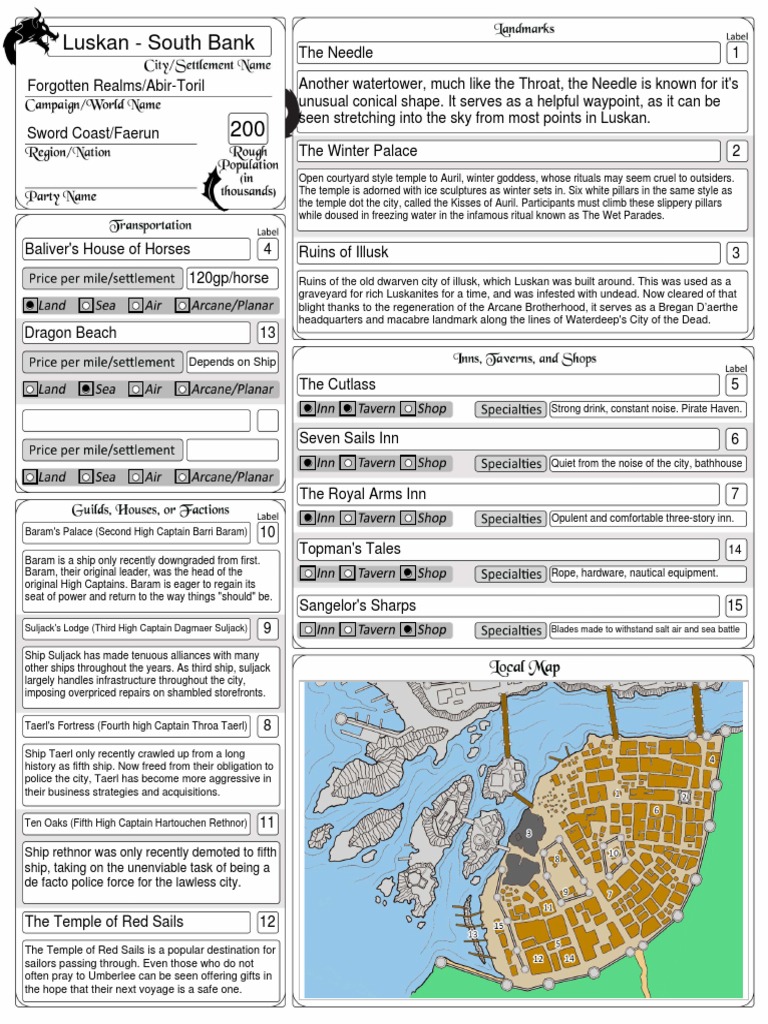 A Guide to Locations in Luskan | PDF | Forgotten Realms