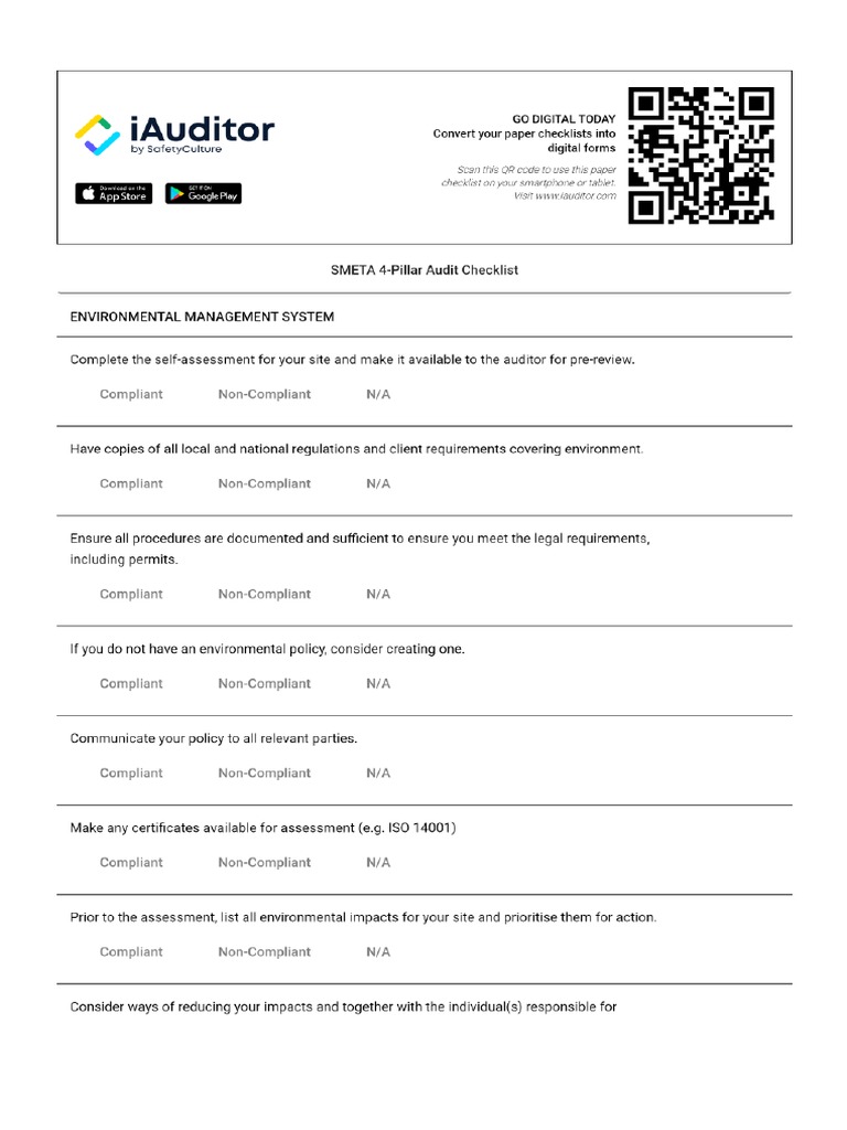 Smeta 4 Pillar Checklist | PDF Smeta 4 Pillar Checklist | PDF