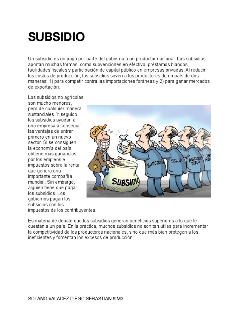 Concepto y Ejemplos de Subsidios | PDF