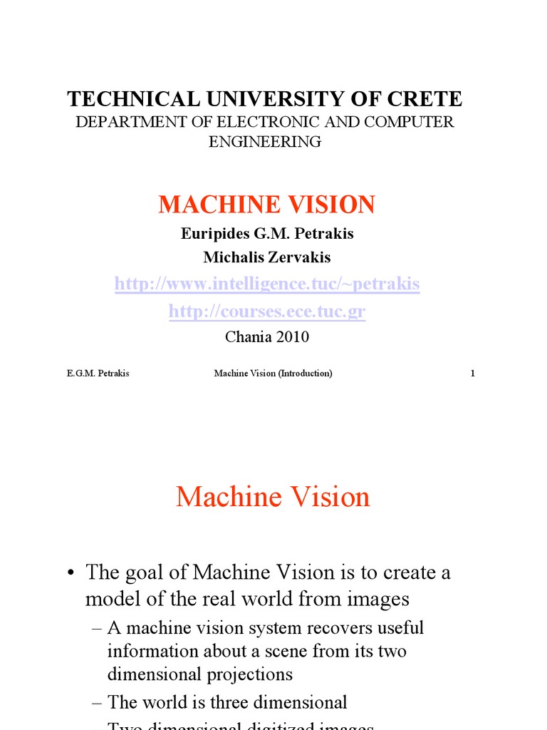 Machine Vision Machine Vision: Technical University of Crete | PDF ...