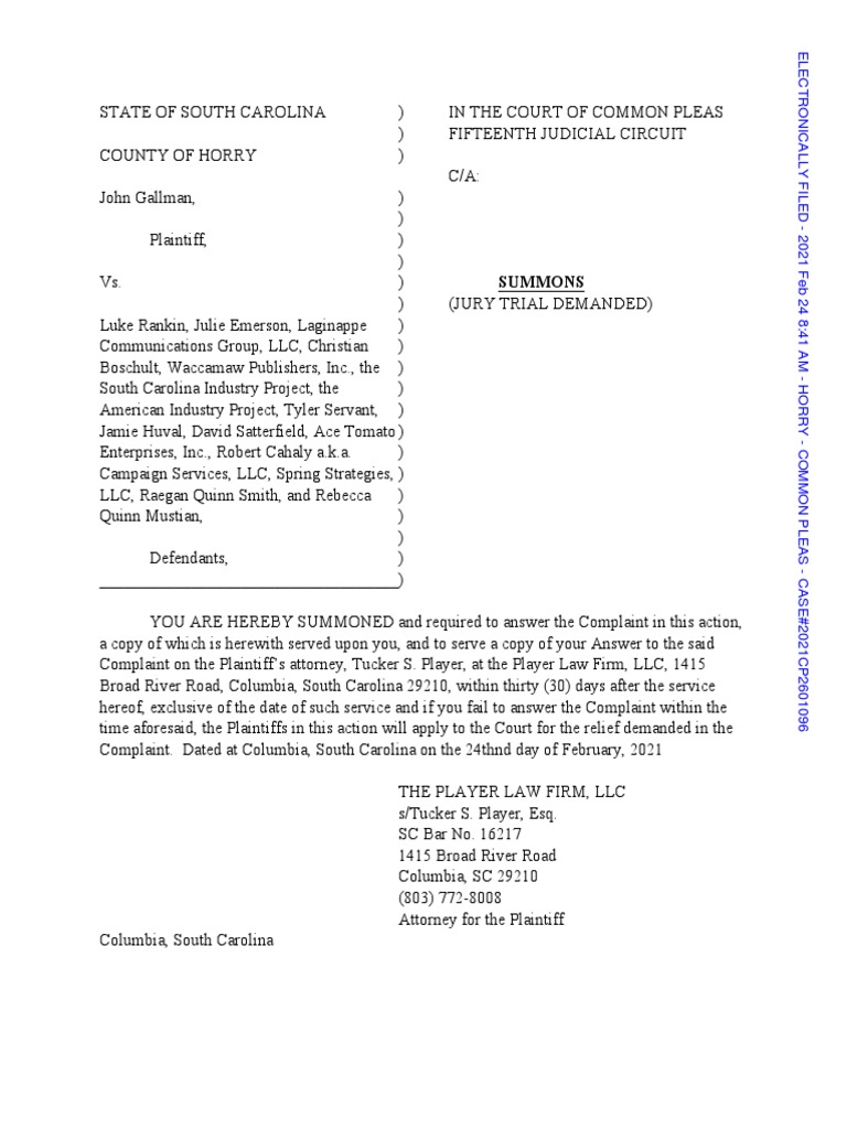 John Gallman Lawsuit | PDF | Intentional Infliction Of Emotional ...