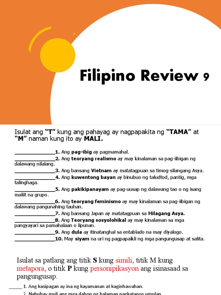 Filipino Review 9 | PDF
