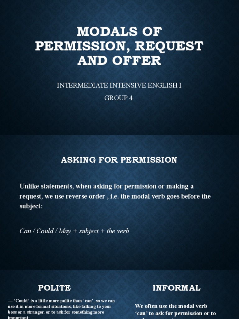 Modal Verbs: Requests and Permissions | PDF | Morphology | Language ...