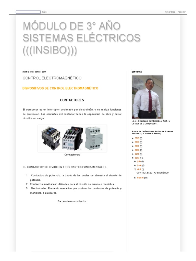 Módulo de 3° Año Sistemas Eléctricos ( ( (Insibo) ) ) - Control Electromagnético | PDF | Relé ...