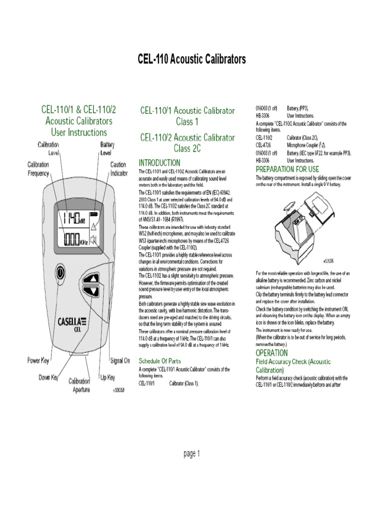 Casella 110 Calibrator User Manual | PDF | Home & Garden