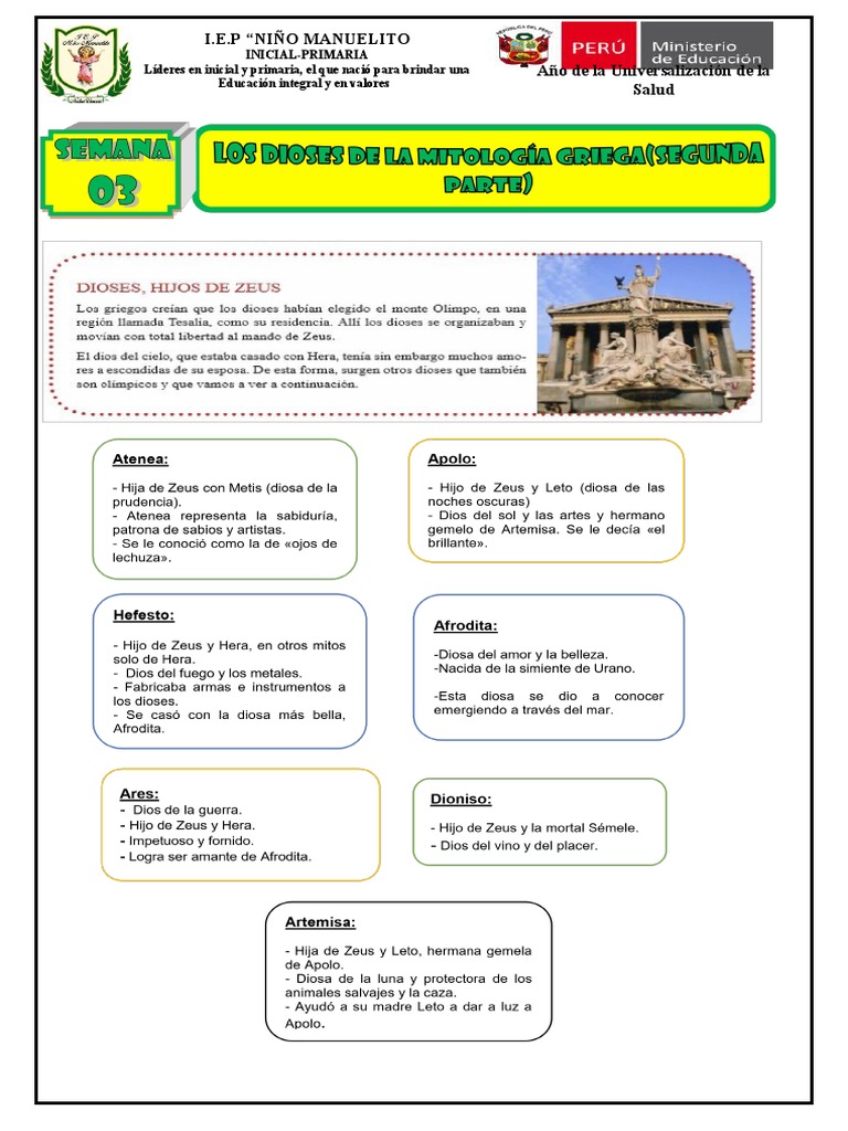 5° dioses del olimpo 2da parte 5to | PDF