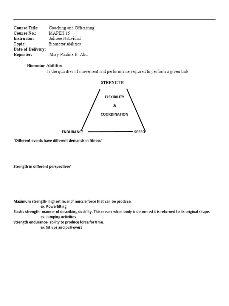 Is The Qualities of Movement and Performance Required To Perform A ...