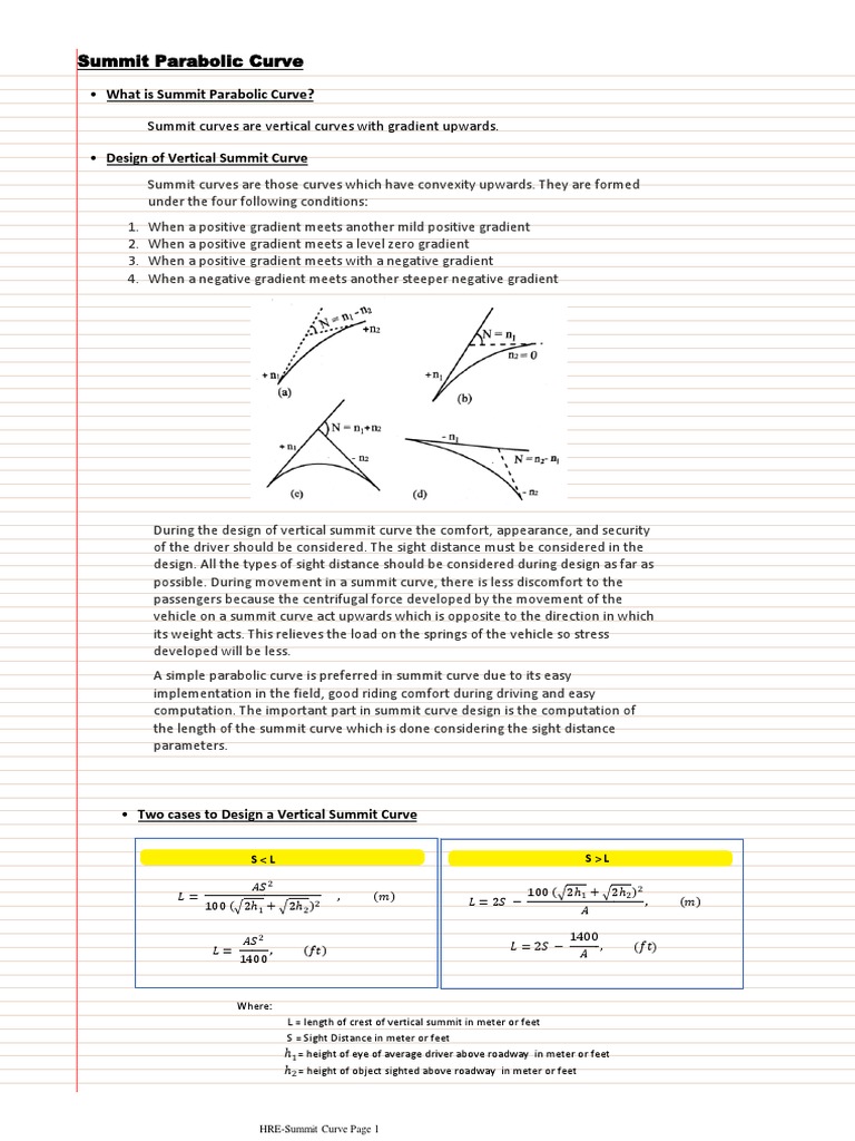 Design of Summit Parabolic Curve | PDF | Geometry | Space