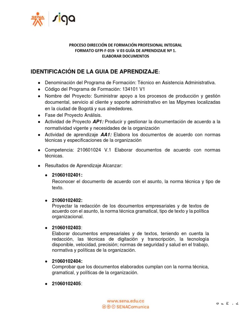 GFPI-F-019 - GUIA - DE - APRENDIZAJE No.1 ELABORAR DOCUMENTOS | PDF | Gestión de registros ...