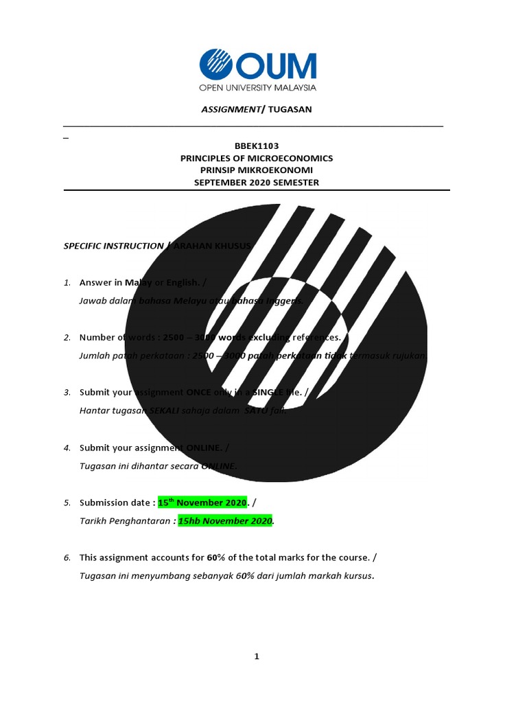 Assignment September 2020 Guideline | PDF