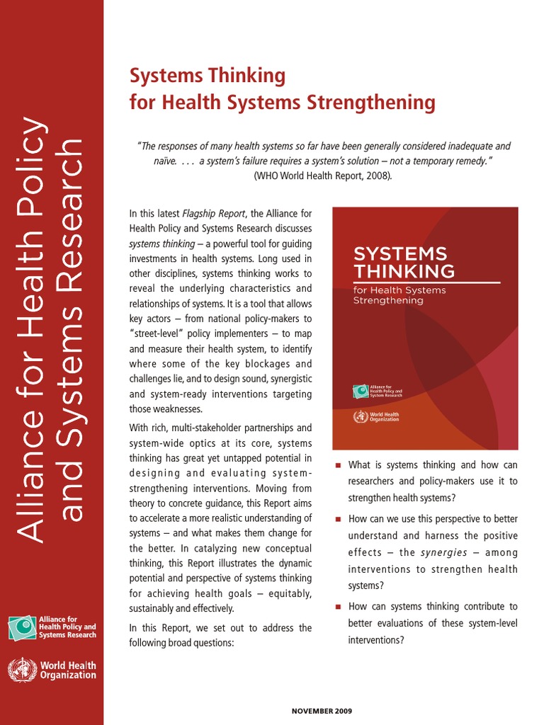 System Thinking in Health WHO | PDF | Systems Theory | Health System