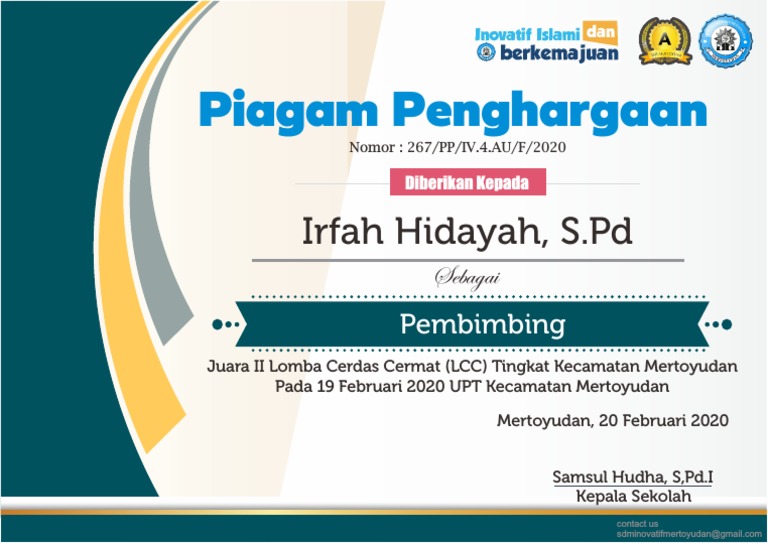 Piagam Bu Irfah LCC | PDF