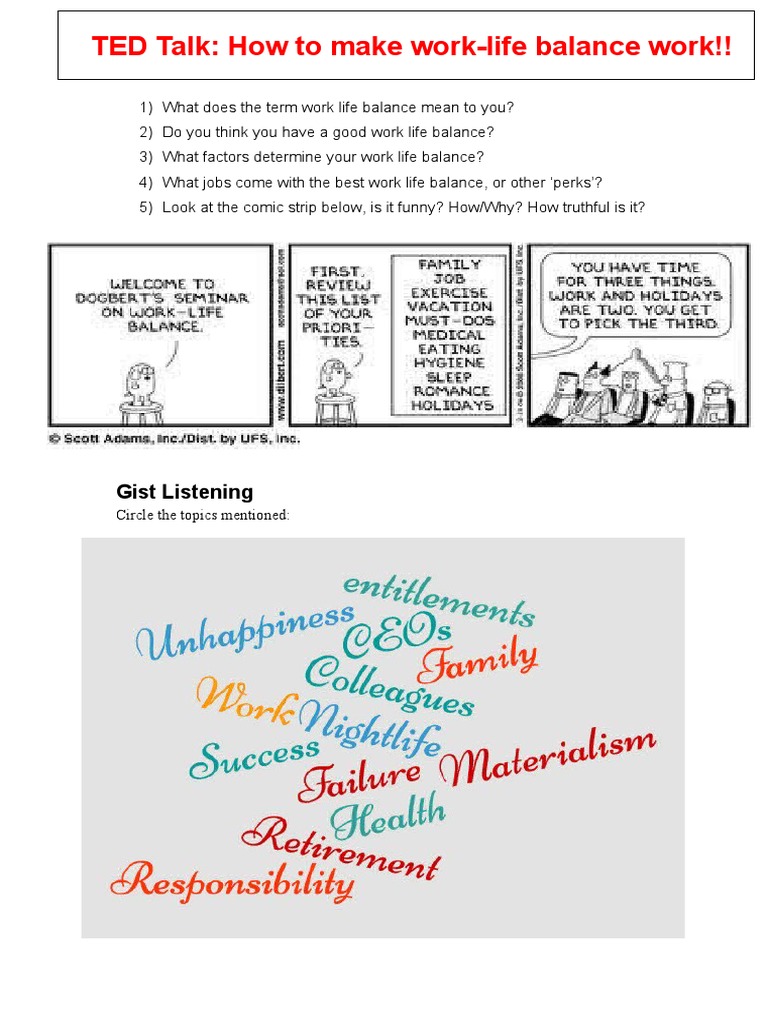 Ted Talk How To Make Worklife Balance Work Worksheet Templates Layouts ...