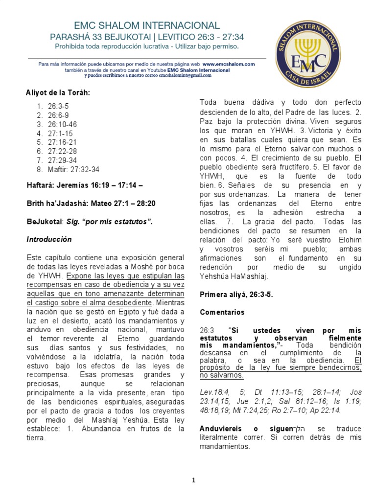 33.parasha - 33 - Bejukotai | PDF | Yahvé | Tetragrammaton