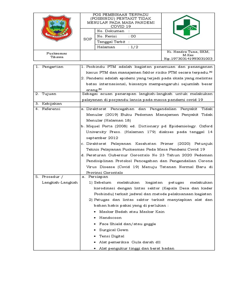 SOP Posbindu PTM Dan Lansia | PDF